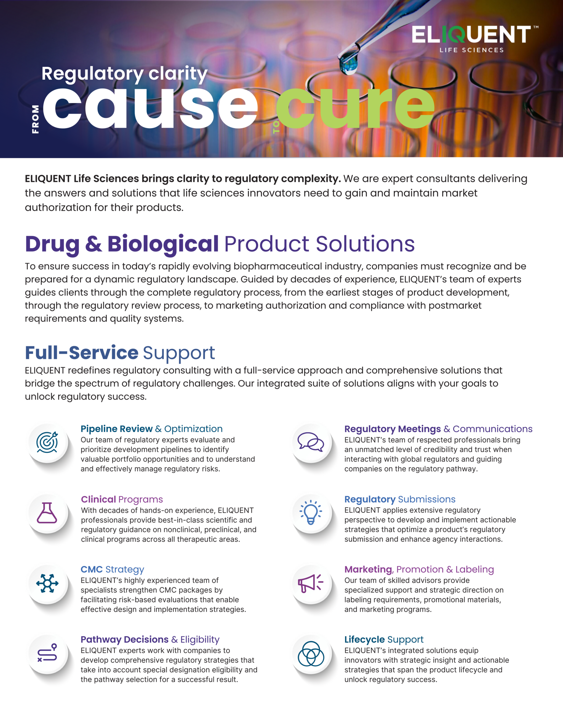 INFO SHEET: Drug & Biological Product Solutions - Eliquent